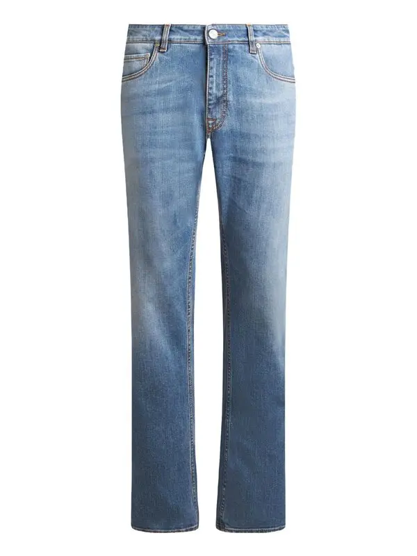 Etro Embroidered Straight Leg Jeans - Blue
