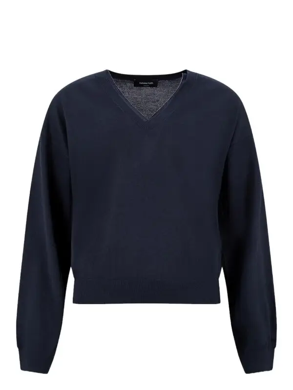Fabiana Filippi Long Sleeve V-neck Sweater - Midnight Blue
