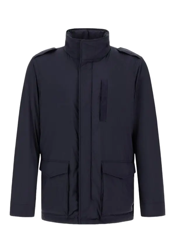 Herno Long-sleeved Padded Jacket With Stand-up Collar And Flap Pockets - Blu Navy