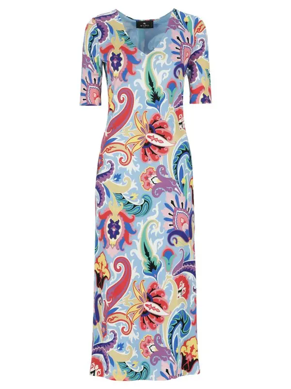Etro Paisley V-neck Midi Dress - X0887