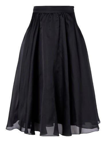 Max Mara Silk A-line Midi Skirt - Black