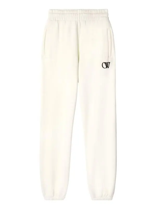 Off-White Logo Print Tapered Leg Sweatpants - White