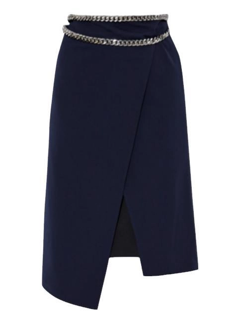 Stella McCartney Chain Detail Midi Skirt - Navy Blue