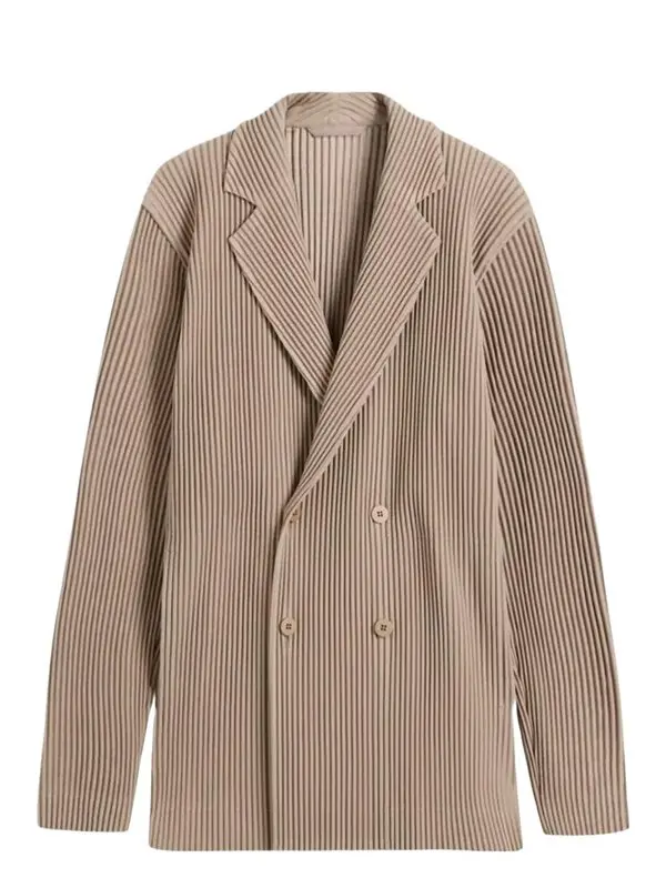 Issey Miyake Pleated Double-breasted Blazer - Brown