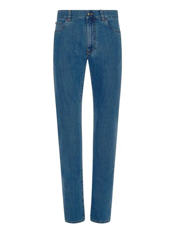 Canali Straight Fit Denim Trousers - Blue