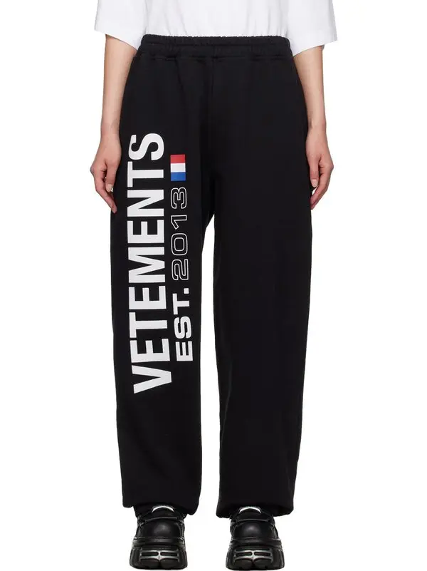 Vetements Flag Logo Print Track Pants - Black