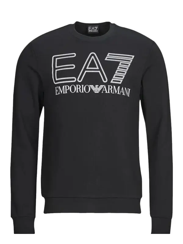 EA7 Logo Patterned Crew Neck Sweater - Black