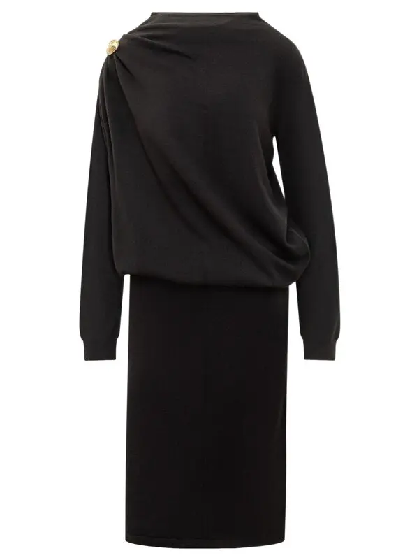Fabiana Filippi Long Sleeve Dress With Metallic Accents - Black