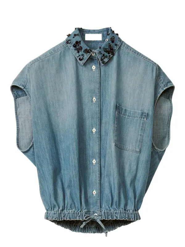 Fabiana Filippi Embellished Collar Shirt - Blue