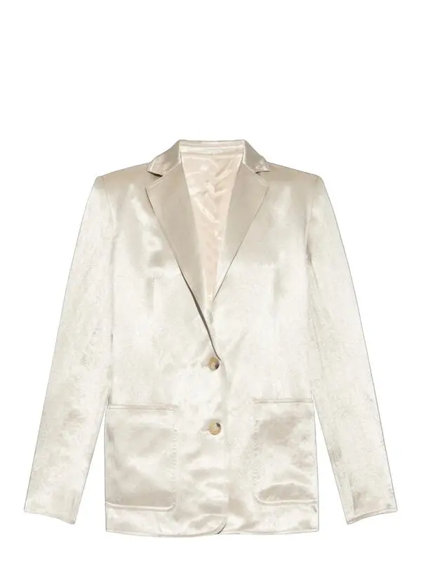 Helmut Lang Notched Lapel Satin Finish Blazer - White