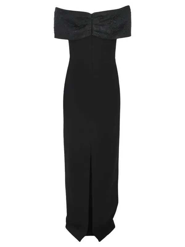 Rebecca Vallance Athena Off-the-shoulder Maxi Dress With Slit - Black