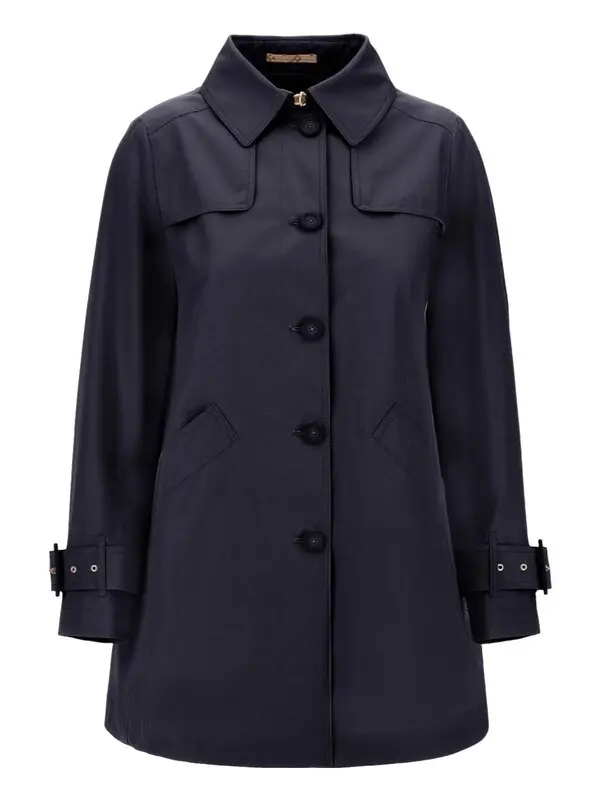 Herno Long Sleeved Buttoned Trench Coat - Black