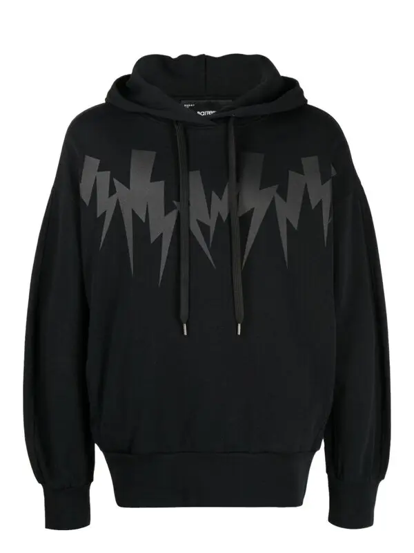 Neil Barrett Thunderbolt Print Hoodie - Black