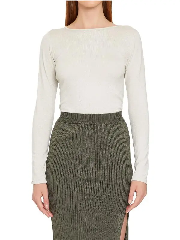 Brunello Cucinelli Fine Knit Lurex Top - Beige