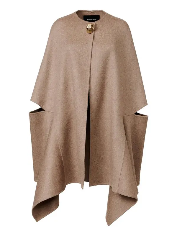 Fabiana Filippi Button-fastening Patch-pocket Cape - Brown