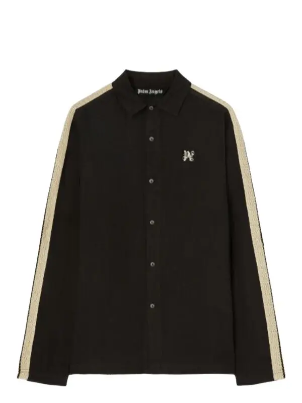 Palm Angels Pa Monogram Printed Long-sleeved Shirt - Black