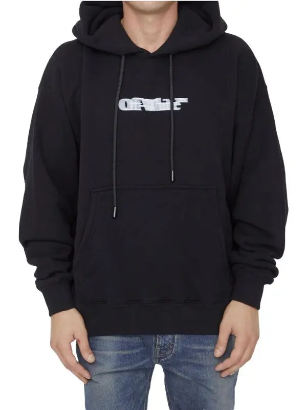 Off-White Logo Print Drawstring Hoodie - Black