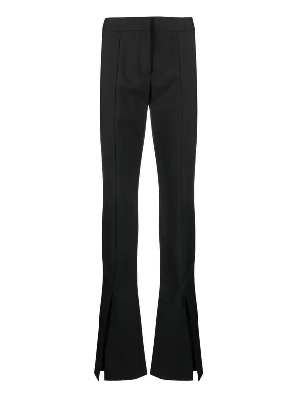 Off-White High Waisted Straight-leg Pants With Front Slits - Black