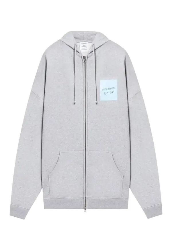 Vetements Zip-up Hoodie With Logo Detail - White
