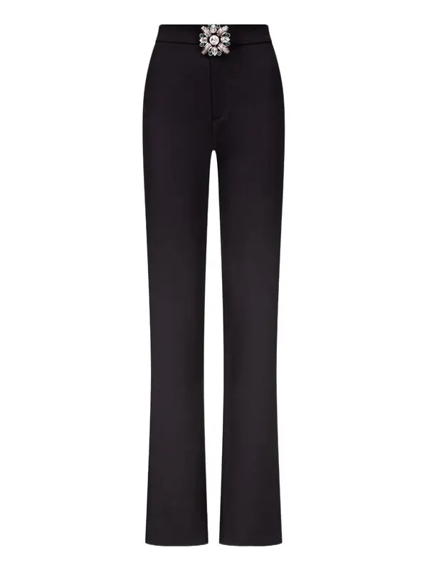 AREA Straight-leg Trousers With Crystal Embellishment - Black