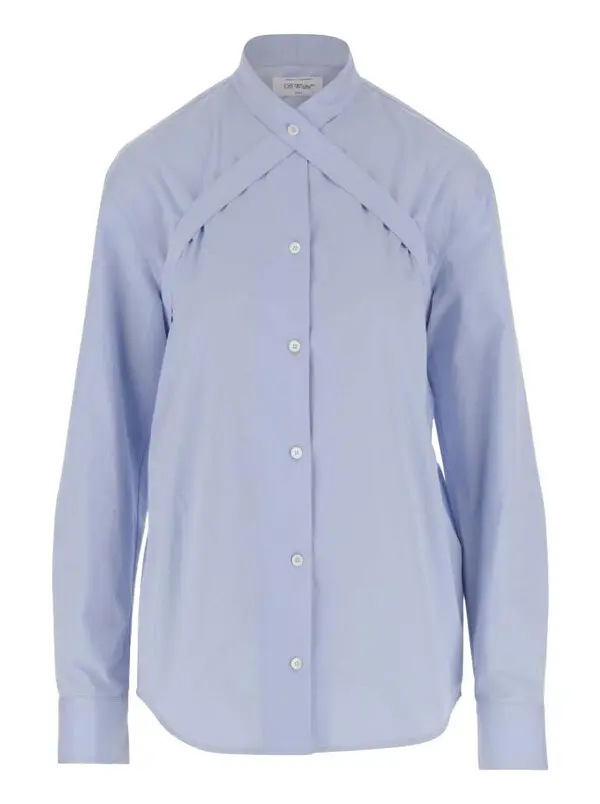Off-White Belted Buttoned Long-sleeved Shirt - Gray