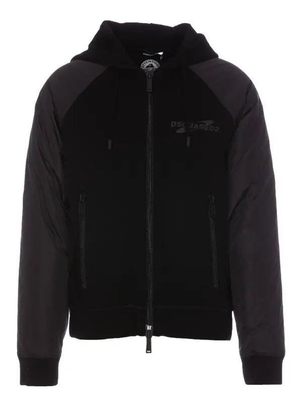 Dsquared2 Logo Print Hooded Jacket - Black