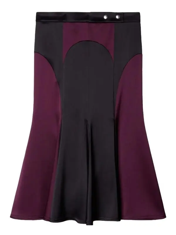 Off-White Pleated Satin Midi Skirt - Black