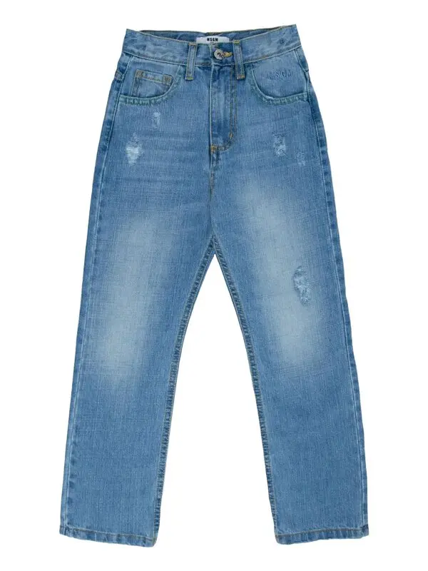MSGM Distressed-effect Straight-leg Jeans - Blue