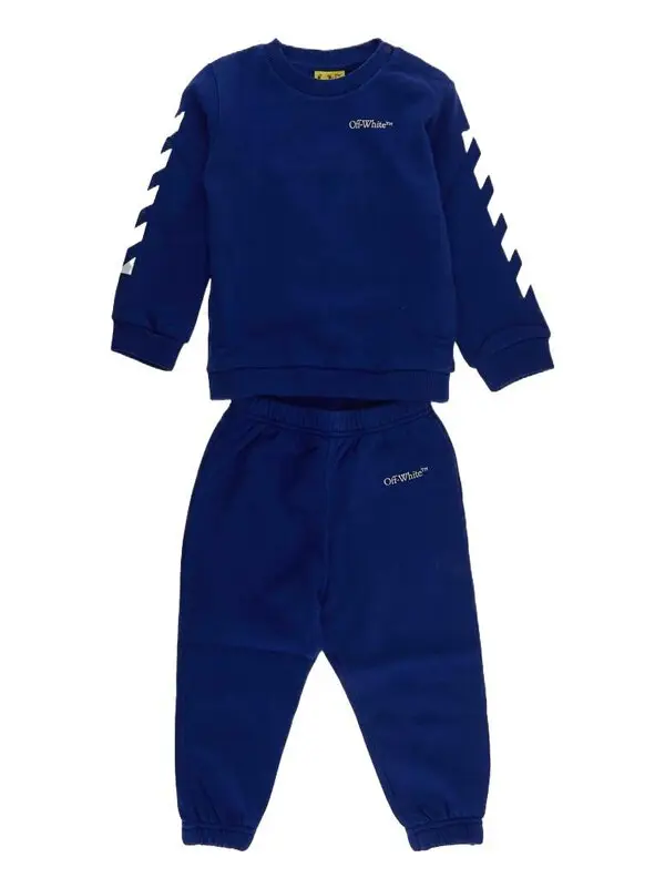 Off-White Diagonal Stripe Tracksuit Set - Blue