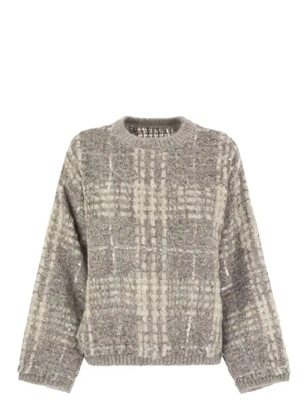 Brunello Cucinelli Checked Drop Shoulder Knitted Jumper - Nude