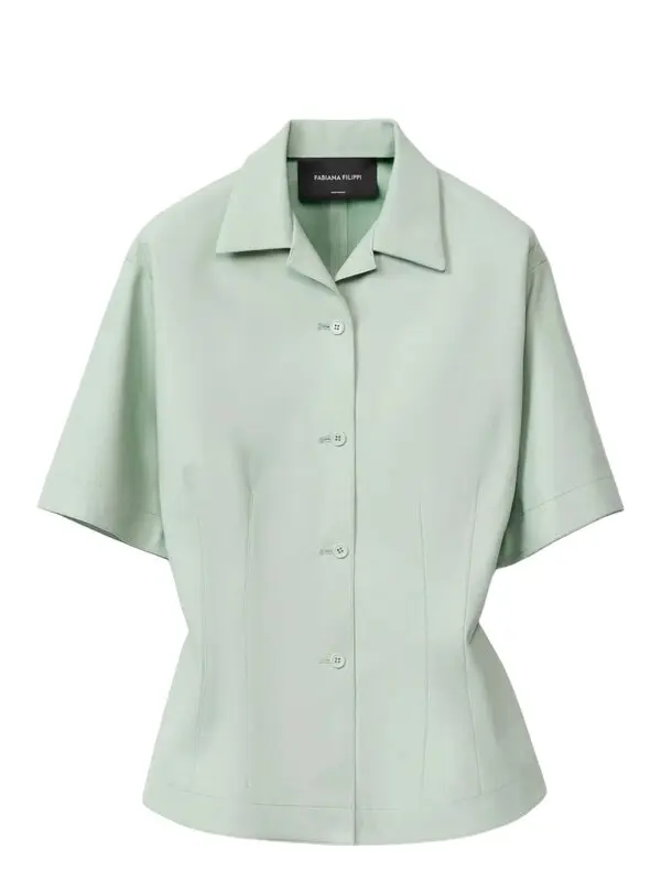 Fabiana Filippi Short-sleeved Leather Jacket - Aqua