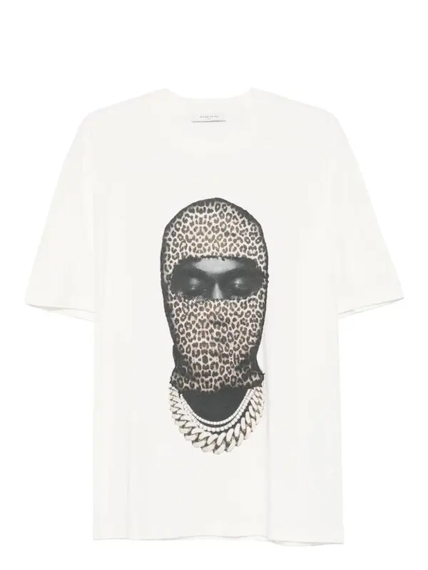 IH NOM UH NIT Leopard Mask Printed Crewneck T-shirt - White