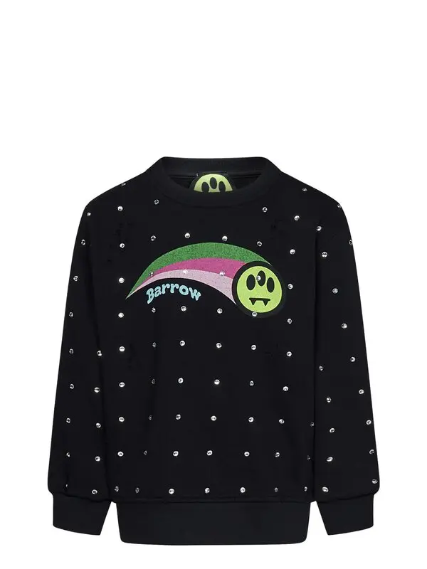 BARROW Logo-print Rhinestone-embellished Cotton Sweatshirt - Black
