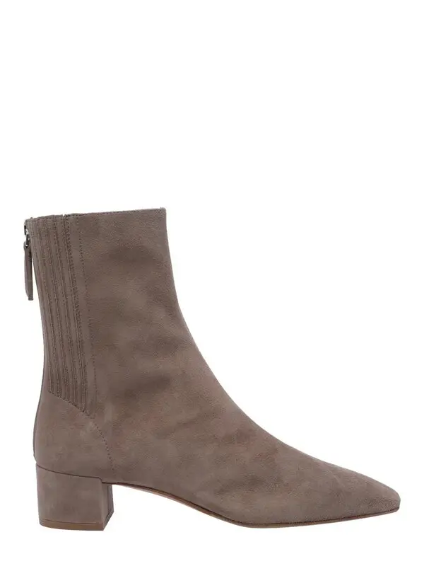 AQUAZZURA Honore Pointed Toe Zip Up Boots - Brown