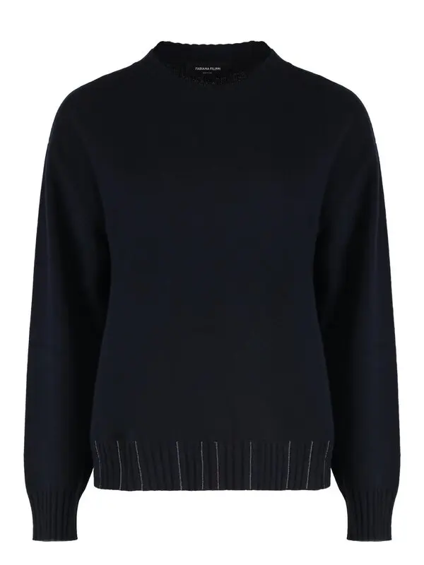 Fabiana Filippi Ribbed Knit Crew Neck Sweater - Black