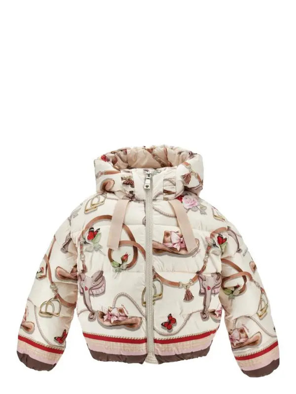 Monnalisa Padded Equestrian Print Jacket - No