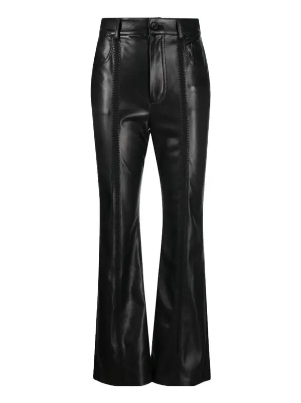 Nanushka Cropped Kick Flare Trousers With Decorative Sutures - Black
