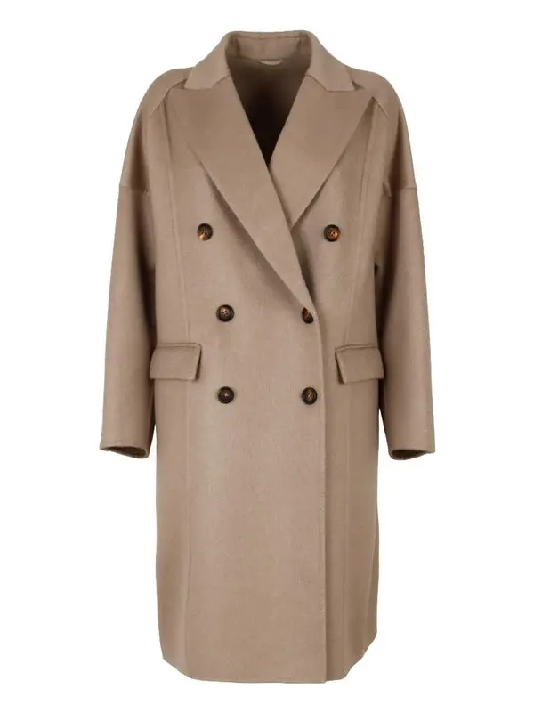 Brunello Cucinelli Double-breasted Cashmere Coat - Nude