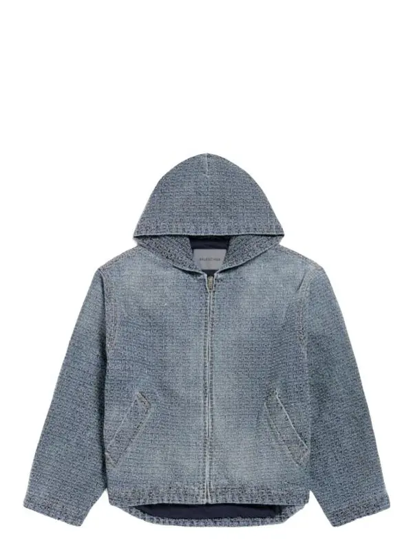 Balenciaga Denim Stitch Hooded Jacket - Dark Blue