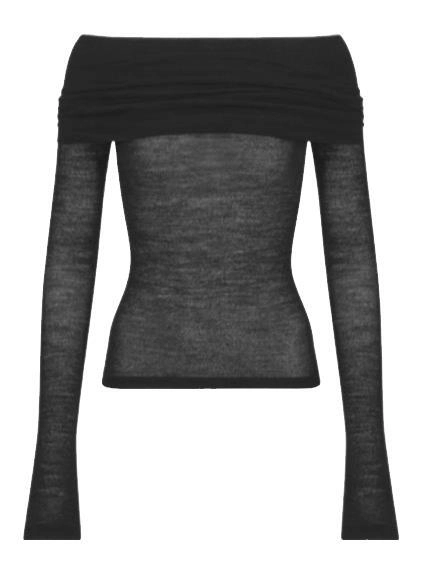 Dior Off-the-shoulder Draped Long-sleeve Sweater - Black
