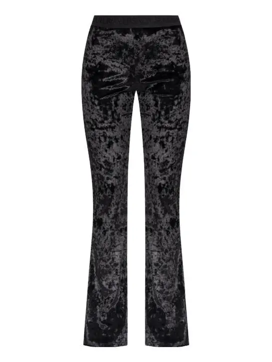 Versace Flared Velour Trousers - Black