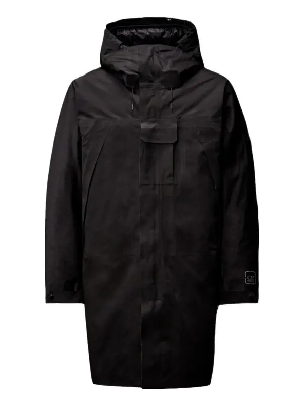 C.P. COMPANY Hooded Long Jacket - Black