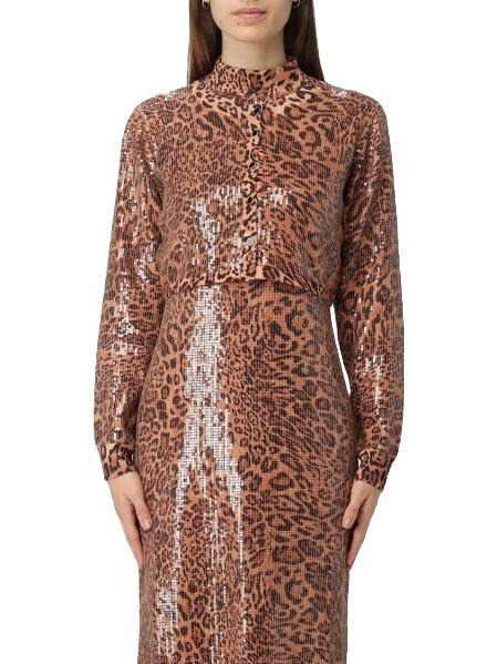 TWINSET Leopard Print Sequin Cardigan - Brown
