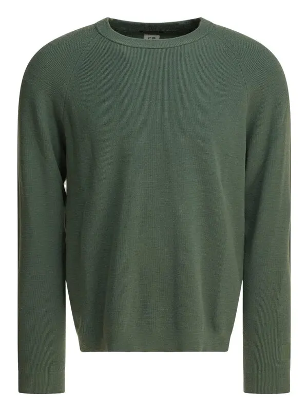 C.P. COMPANY Crewneck Ribbed Jumper - Green