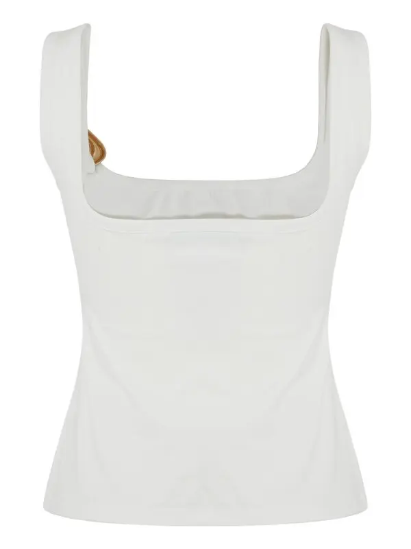 AREA Ring Detail Square Neck Tank Top - White