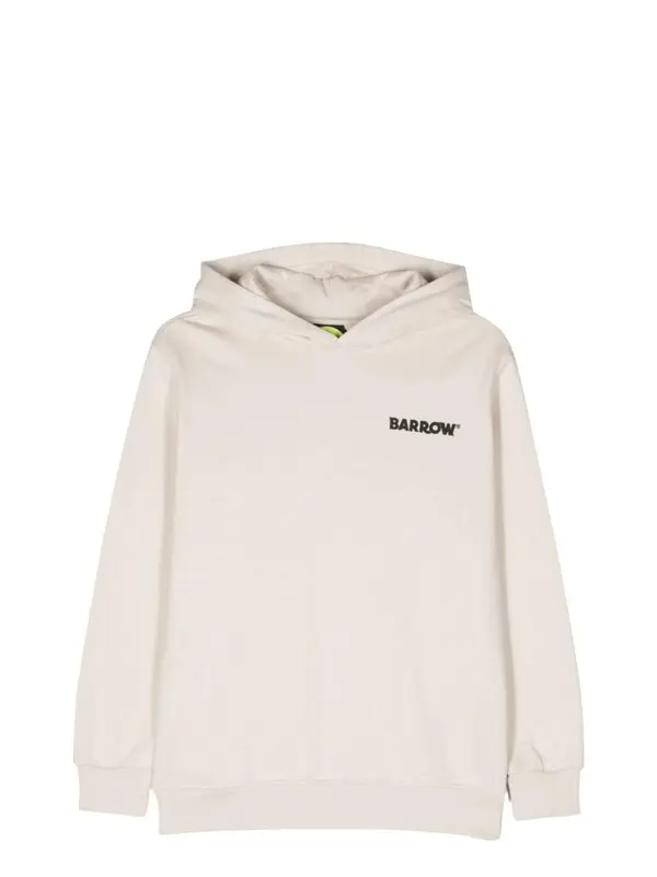 BARROW Graphic Print Cotton Hoodie - White