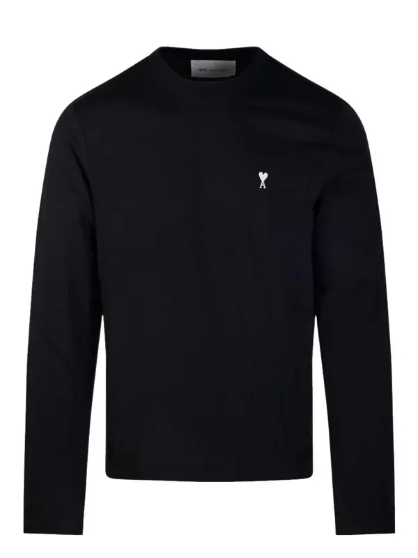 AMI Paris De Coeur Long-sleeved Crewneck T-shirt - Black