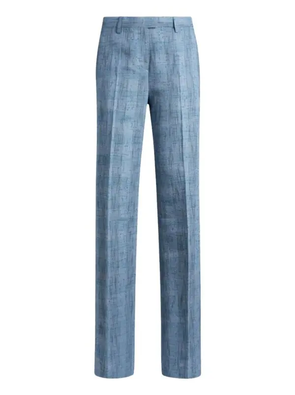 Etro Textured Straight Leg Trousers - Navy Blue
