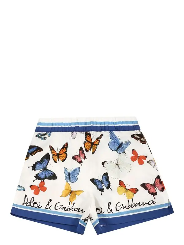 Dolce & Gabbana Printed Shorts With Butterfly Motif - White