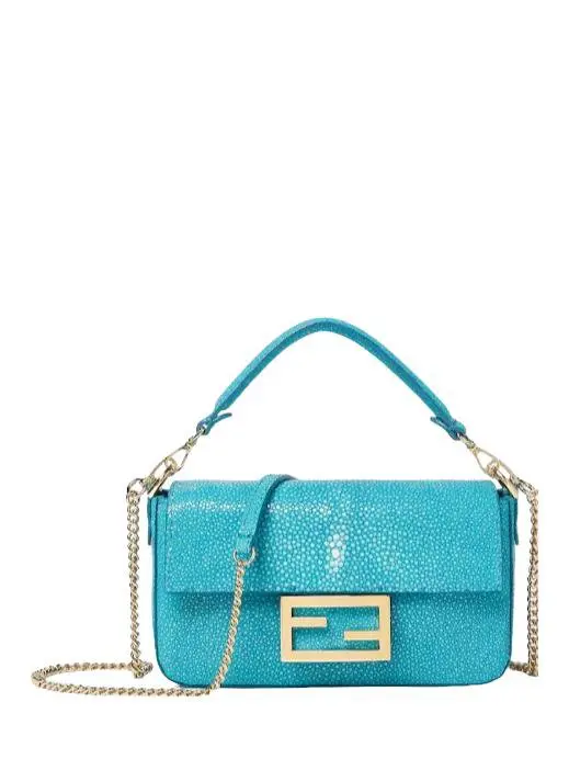 Fendi Baguette Mini Stingray Leather Bag - Turquoise